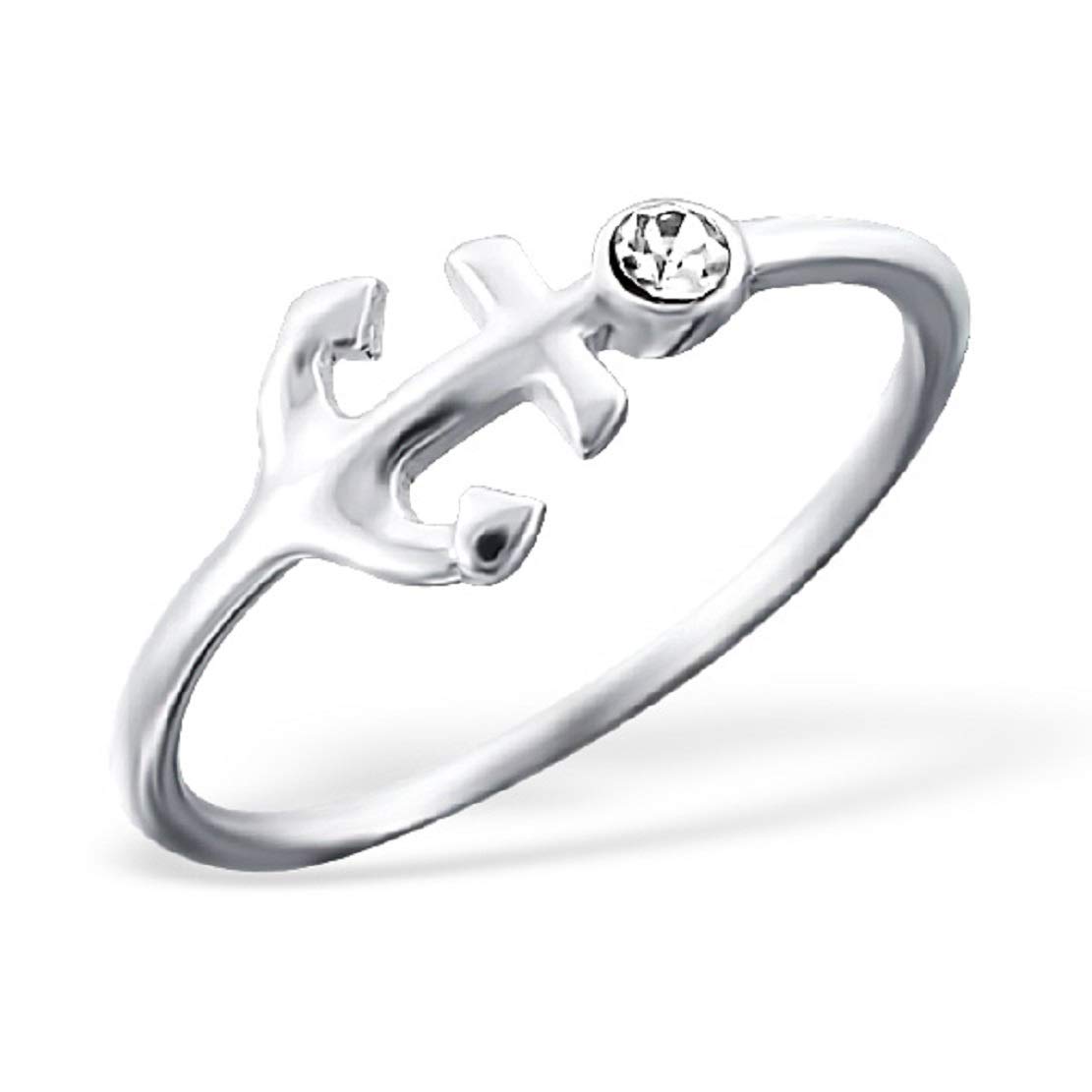 ICYROSE 925 Sterling Silver Above Knuckle Ring Mid Finger Top Stacking or can use for Toe Ring summer women's Size 3.5 (Anchor 19926)