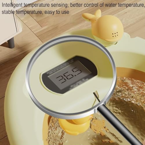 YQDDM Portable Pet Bathtub,Foldable Dog Pet Bathtub Portable Bathtub with Thermometer for Puppies Pet Shower Tray with Drain Hole for Small and Medium Pets(Blue)