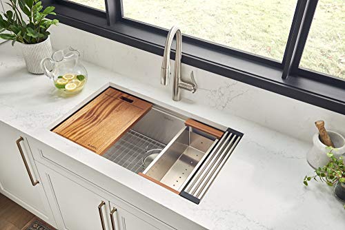 Ruvati 32-inch Workstation Ledge Tight Radius Undermount 16 Gauge Kitchen Sink Single Bowl - RVH8301