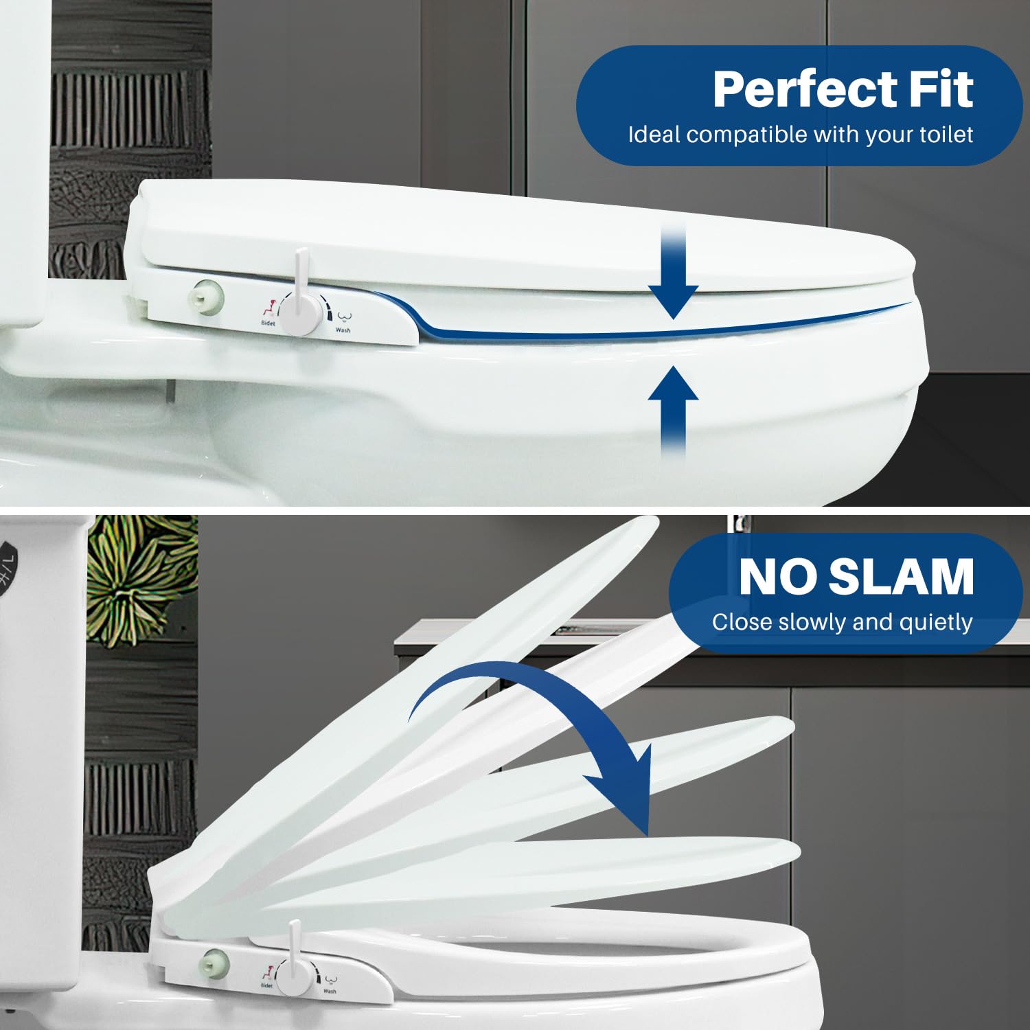 Toilet Bidet Seat Elongated, Non-Electric Bidet Seat, Swash Seat with Adjustable Water and Dual Nozzle System for Bathroom, Easy Installation, White Bidet Attachment