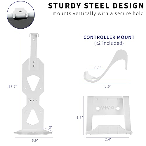VIVO Steel Wall Mount Bracket Designed for PS5 Gaming Console, Vertical Display for Playstation 5, Open Design, 2 Controller Mounts, White, MOUNT-PS5W
