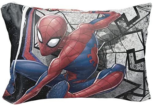 Jay Franco Marvel Spiderman Grunge 1 Single Reversible Pillowcase - Double-Sided Kids Super Soft Bedding
