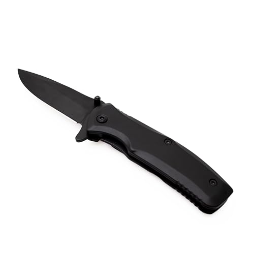 Visol Stainless Steel Pocket Folding Knife Lockback Lanyard Belt Clip for Camping and Outdoors (Black Pendragon)