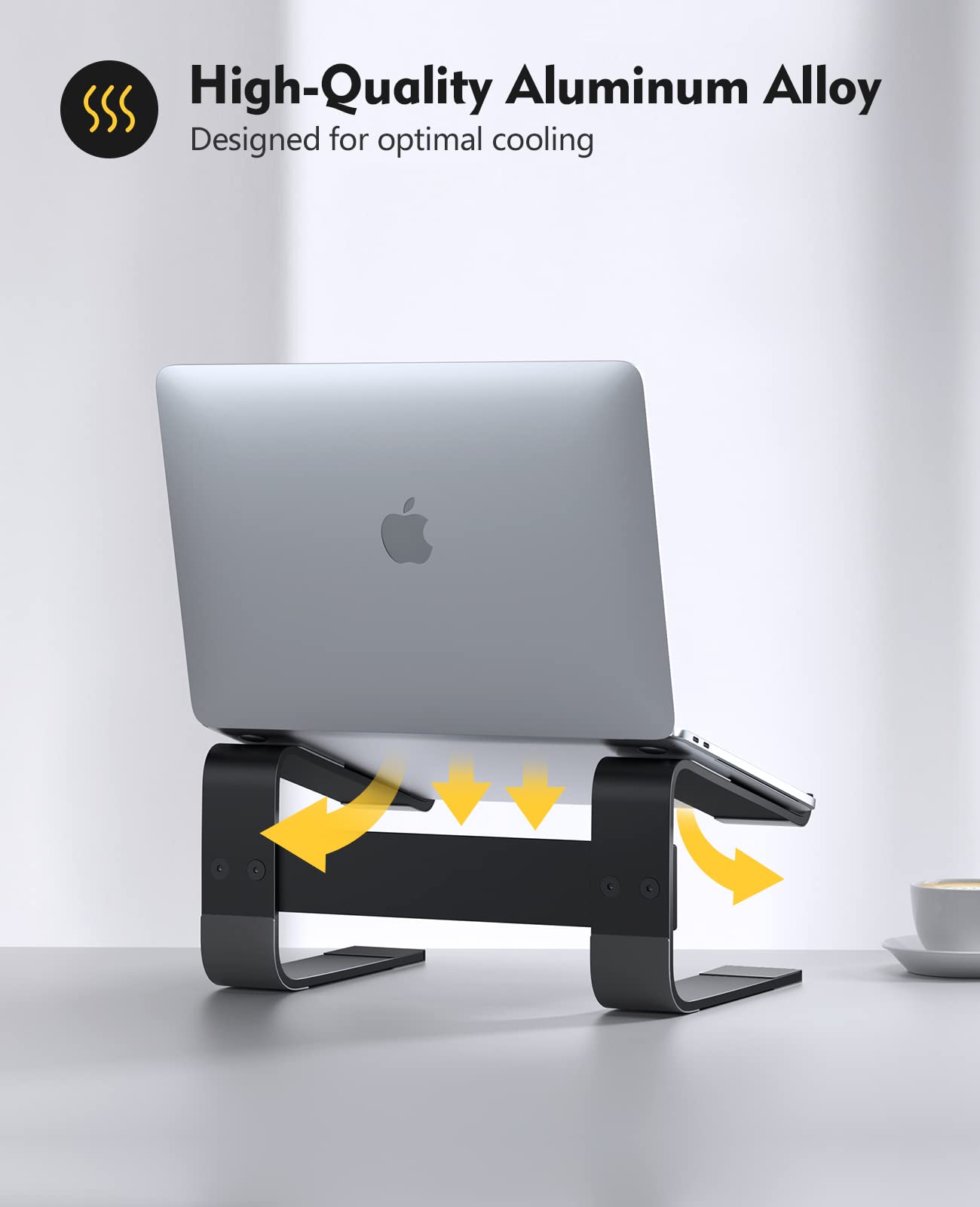 Laptop Stand for Desk, So-qool Series Computer Stand Aluminum MacBook Stand, Ergonomic Laptop Holder Compatible with MacBook Air Pro, Dell, HP, Lenovo10-17 Laptops, Work from Home Laptop Riser Black