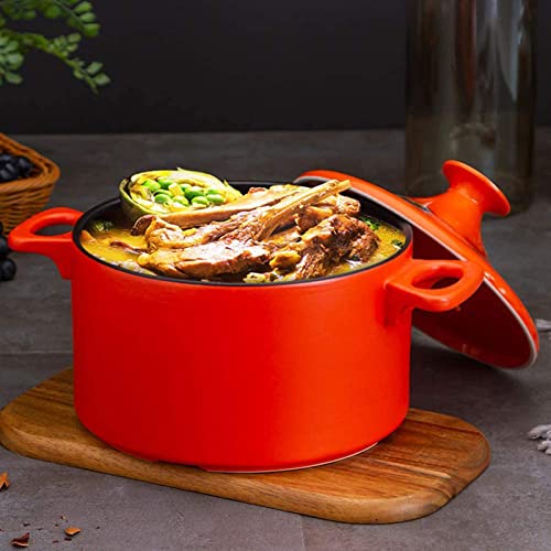 Steamer Bra Braise Pan Moroccan Tagine Cooking Pot Handmade Ceramic Casserole 4L Tagine Ceramic Pot Healthy Clay Pot for Braising Slow Cooking (Yellow)