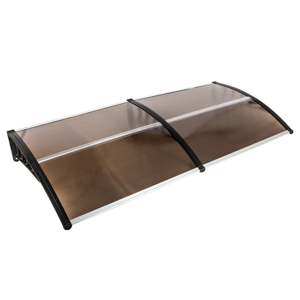 Outvita Window Awning Door Canopy 77"x35.4", Polycarbonate Cover Front Door Outdoor Patio Awning Canopy UV Rain Snow Sunlight Protection Hollow Sheet, Brown Board & Black Bracket
