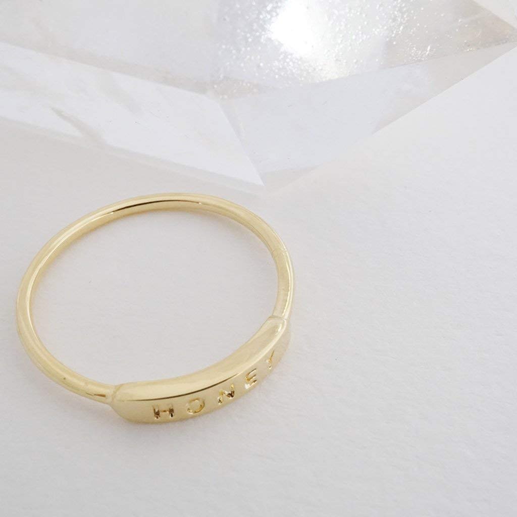 Honeycat "Honey Imprint Bar Ring in Gold, Rose Gold, or Silver | Minimalist, Delicate Jewelry (Gold, 6)
