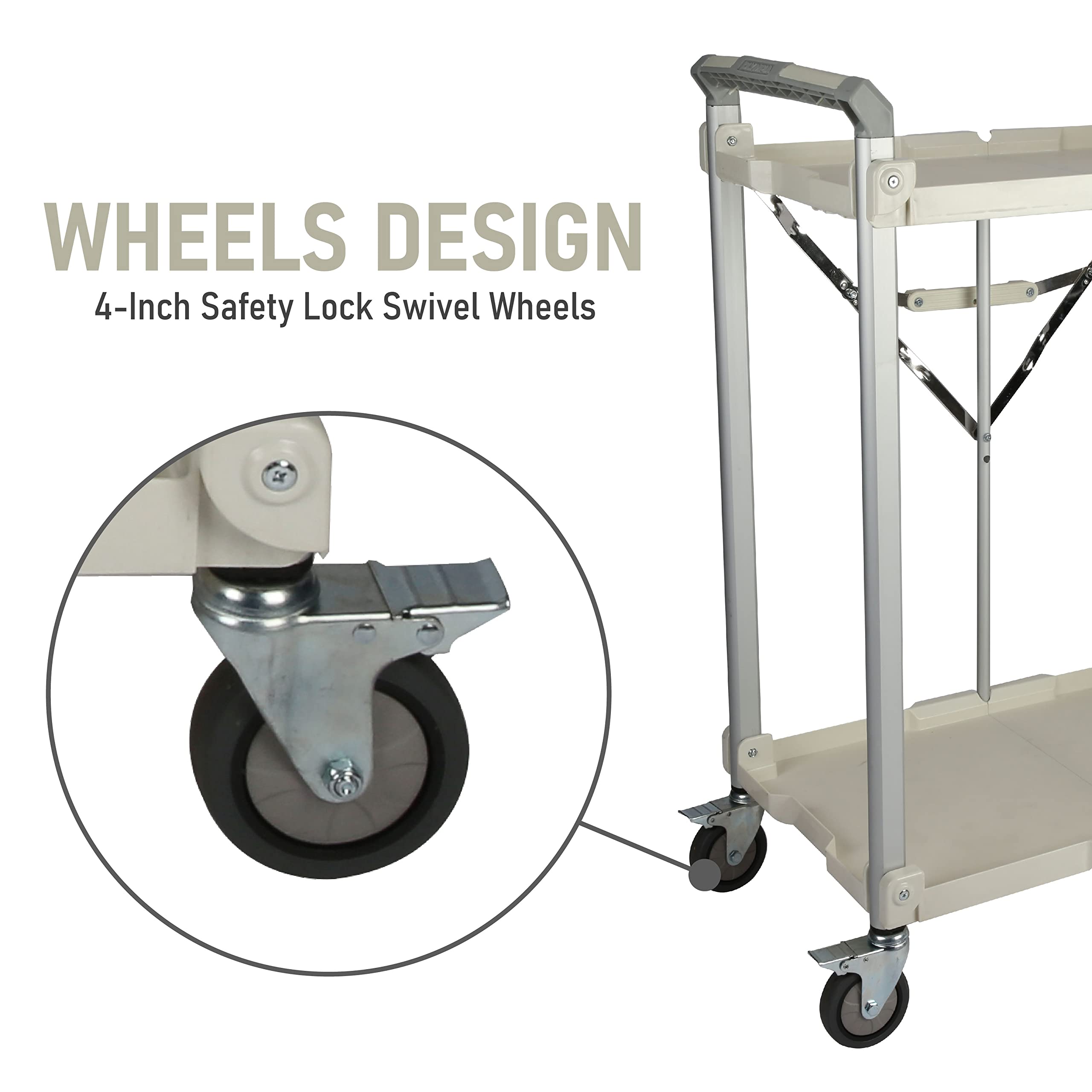 Olympia Tools 89-363 Pack N Roll Collapsible Service Cart, XL, 200LB Capacity, White, 2-Layers