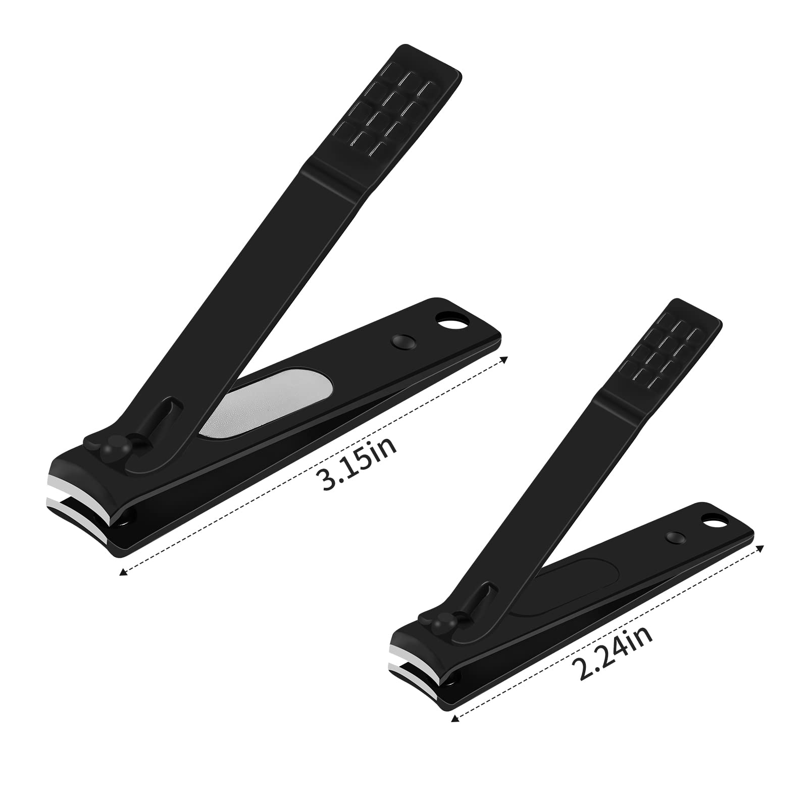 JAZZZNAP Nail Clippers Set for Men and Women, Ultra Sharp Fingernail Clipper and Toenail Clipper with Curved Blade Edge, Black