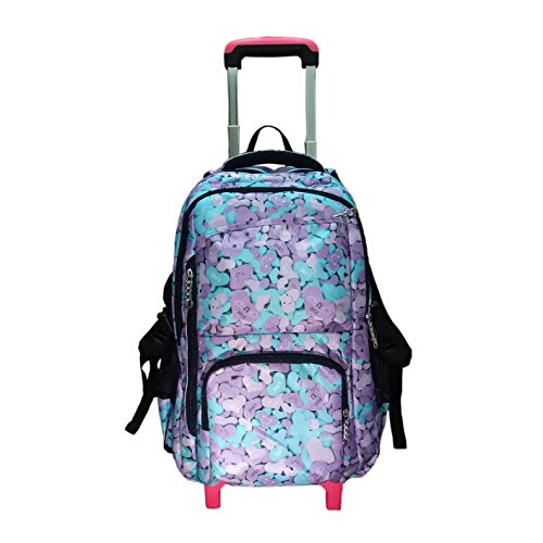 YUB Rolling Backpack On Wheels High-Capacity School Bag Backpacks for Students Climbing Stairs Six Wheels Purple