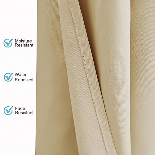 RYB HOME Extra Wide Outdoor Curtains for Patio Waterproof Windproof Blackout Curtains for Porch Pergola Arbor Lanai Pool House Outside Deck, 100 inch Width x 84 inch Length, 1 Pc, Biscotti Beige