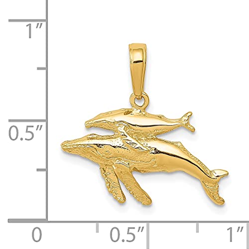 IceCarats 14K Yellow Gold Mother Humpback Whale Necklace Charm Pendant 21mm x 20mm Only