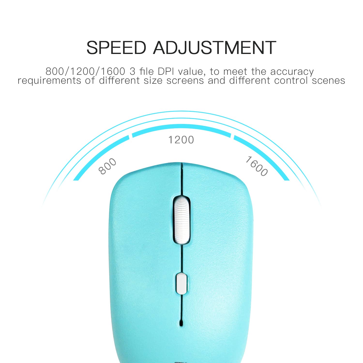 RECCAZR Wireless Keyboard and Mouse Combo, Full-Sized Wireless Keyboard and Adjustable DPI Mouse, 2.4GHz USB Receiver, Wireless Keyboard and Mouse for PC, Windows, Desktop, Laptop (Blue)