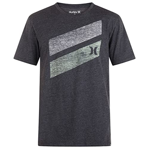 Hurley Men's Premium Icon Slash Graphic Short Sleeve Tee Shirt, black heather, XL