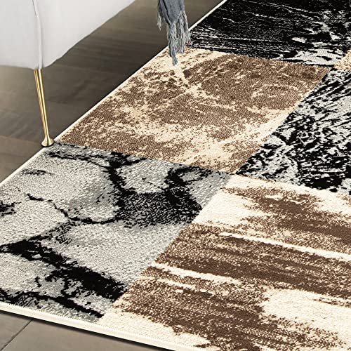 SUPERIOR Indoor Large Area Rug, Modern Abstract Style with Jute Backing, Floor Decor for Office, Living Room, Dorm, Kitchen, Dining, Entryway, Hardwood Throw, Brentwood Collection, 8' x 10', Beige