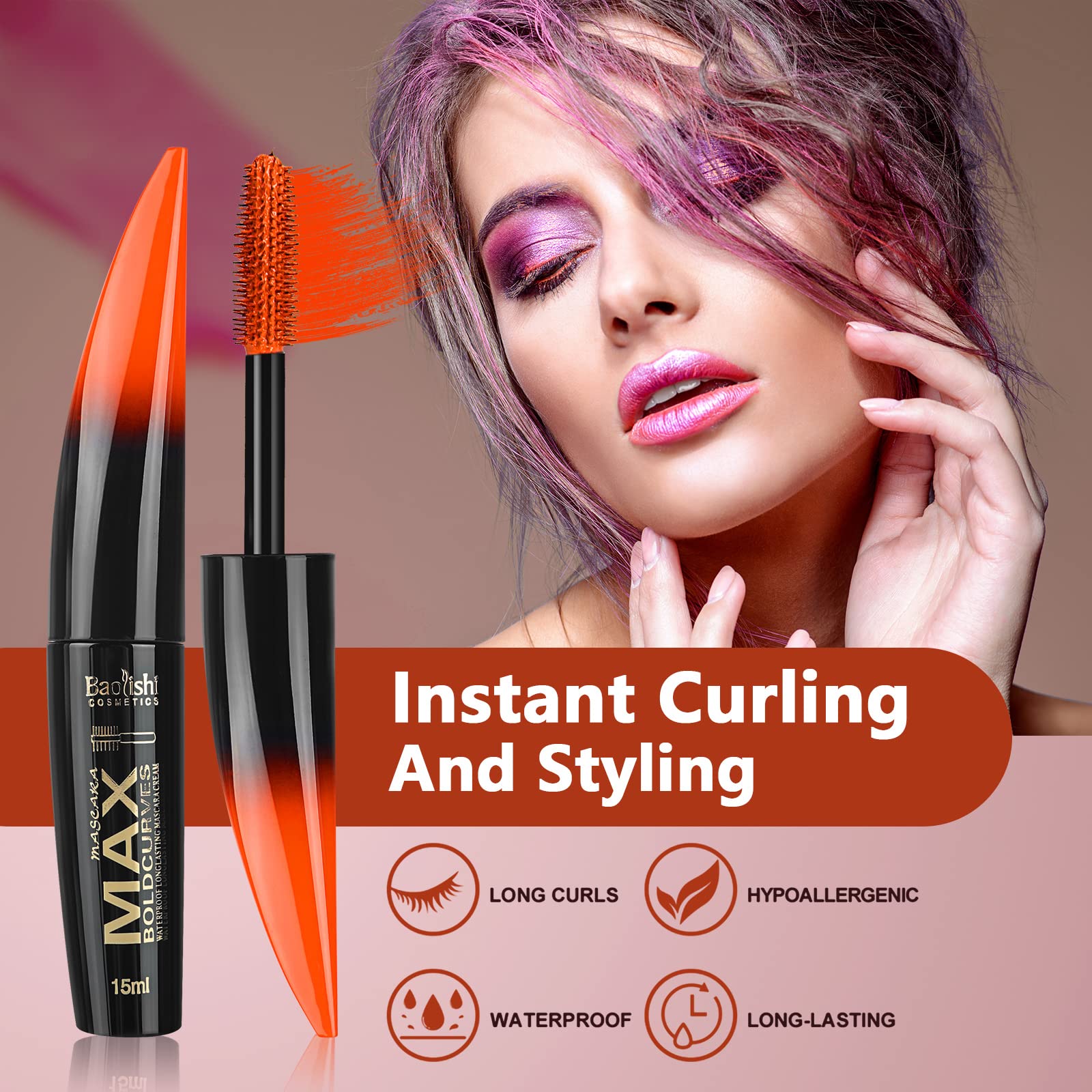 Long Lasting Smudge-Proof Lash Sensational Mascara, FantasyDay 6 Pcs 0.5 Fl Oz Washable Volumizing Lengthening Defining Curling Eyelash Makeup Set - Lift Separates Eye Lashes False Lash Effect Mascara