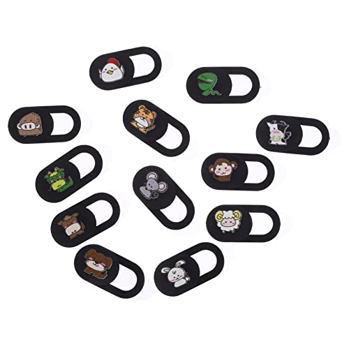 SOLUSTRE Laptop Camera Cover Slide PC Stickers 12pcs Cartoon Webcam Cover Webcam Cover Slider Webcam Slider Camera Cover for Laptop Tablet Phone Camera (Black) Computers Laptops Computer Camera