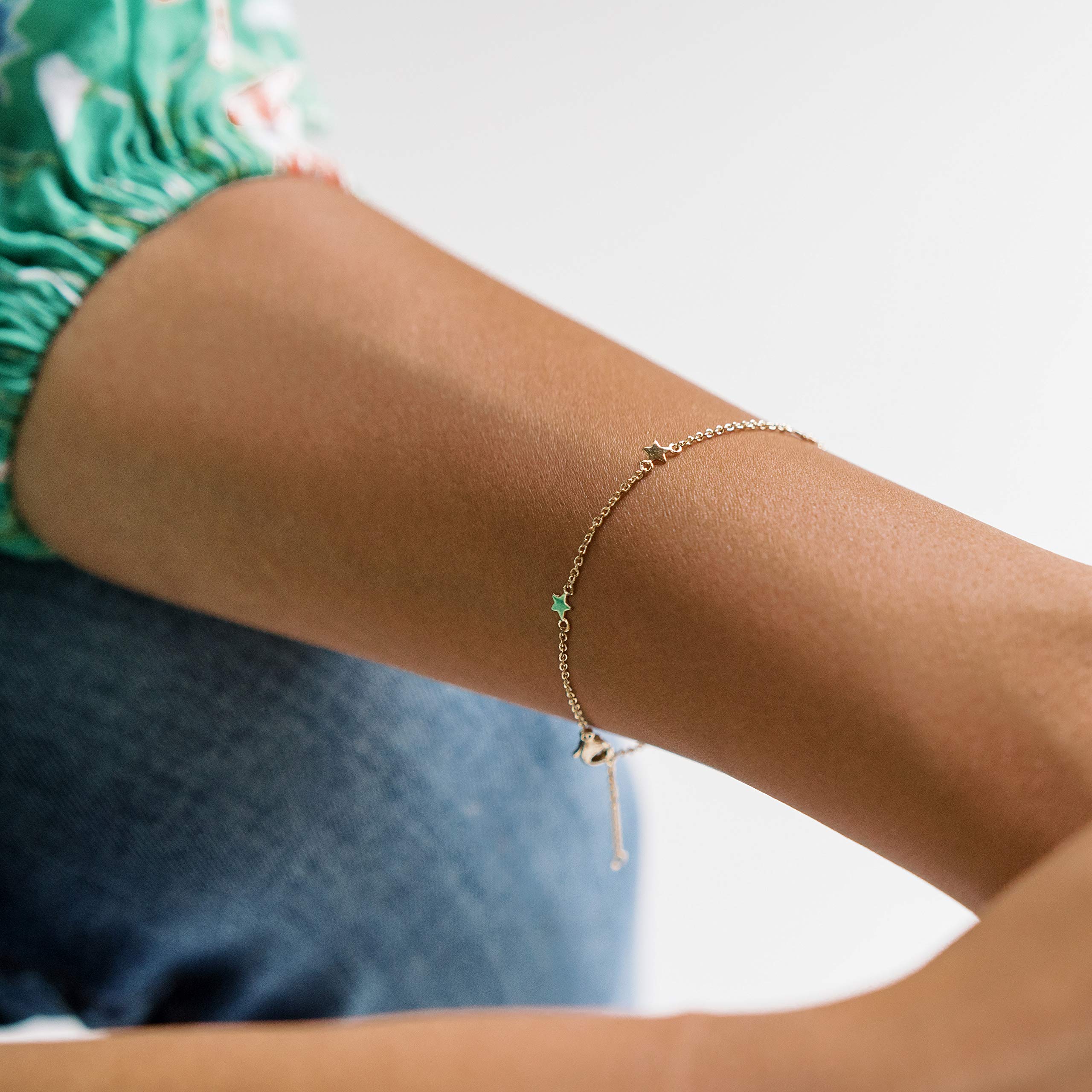 Honeycat Starling Tiny Star Charms Bracelet in Gold, Rose Gold, or Silver | Minimalist, Delicate Jewelry (Rose Gold)