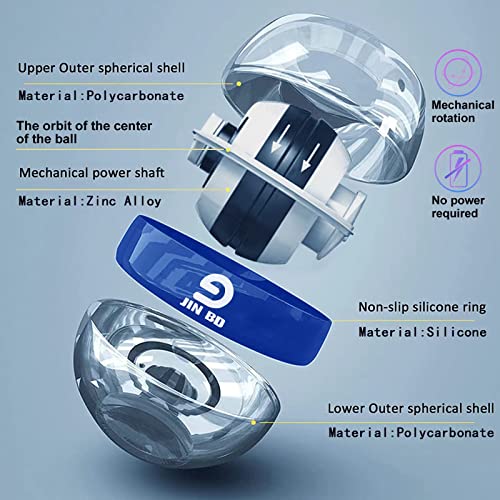JIN BD Wrist Trainer Ball Auto-Start Strengthener Gyroscopic Forearm Exerciser Gyro for Strengthen Arms, Fingers, Bones and Muscles with LED light,blue