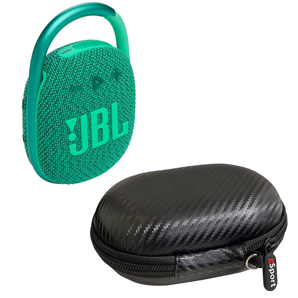 JBL Clip 4 Eco Waterproof Portable Bluetooth Speaker Bundle with gSport Carbon Fiber Case (Green)