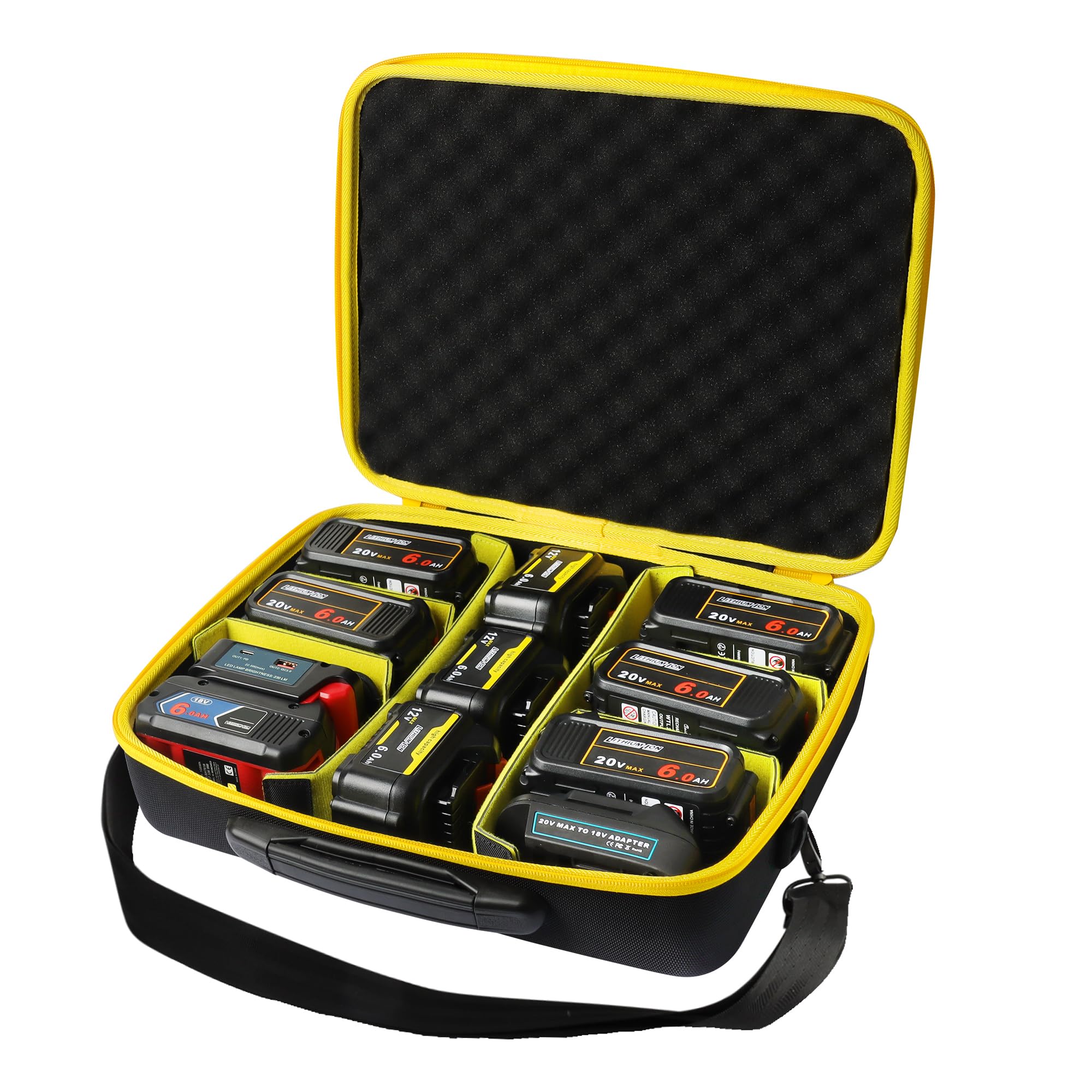 Xinriga Battery Storage Holder Case for Dewalt 8v/12v/18v/20v/60v Max XR Battery and Charger, Tool Batteries Pack Carrying Box for 20V 60V 2.0/3.0/4.0/5.0/6.0/9.0 Ah Battery (Case Only)
