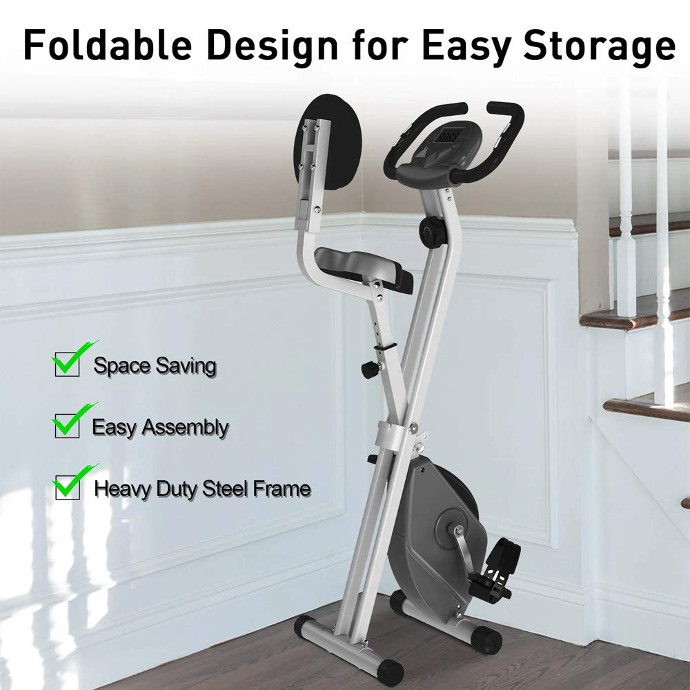 Hype Indoor Foldable Upright Bike with LCD Screen for Cardio Aerobic Exercise Grey