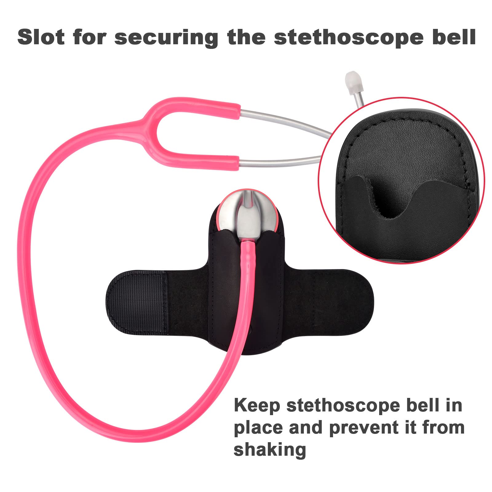 Stethoscope Clip for Scrubs, Leather Stethoscope Holder, Stethoscope Holster Compatible with Littmann/ADC/MDF & All Other Stethoscopes (Right-Handed Version)