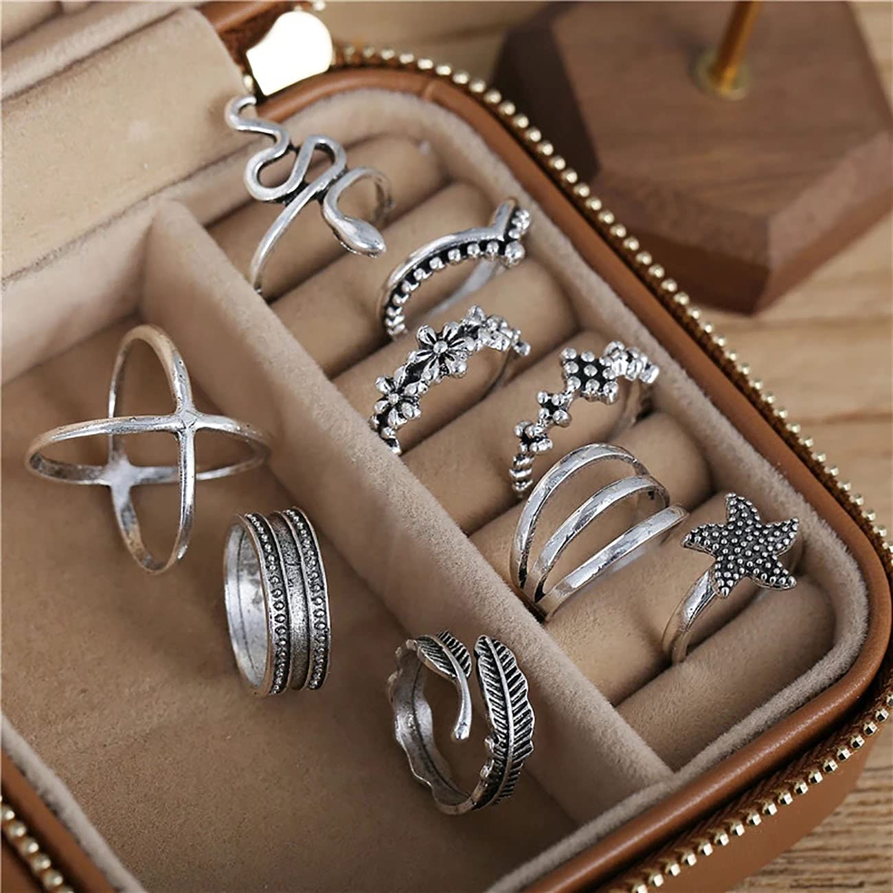iF YOU 78 PCS Vintage Silver Knuckle Rings Set, Stackable Joint Finger Rings for Women, Bohemian Midi Rings, Boho Butterfly Snake Crystal Stacking Rings Pack