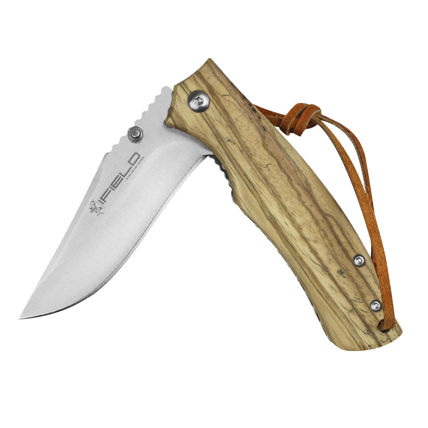 iFIELD Folding Knife Camper EL29040, Zebra Wood Handle, 3.3 inch Stainless Steel Blade, Camping Tool for Fishing, Hunting, Sport Activity.