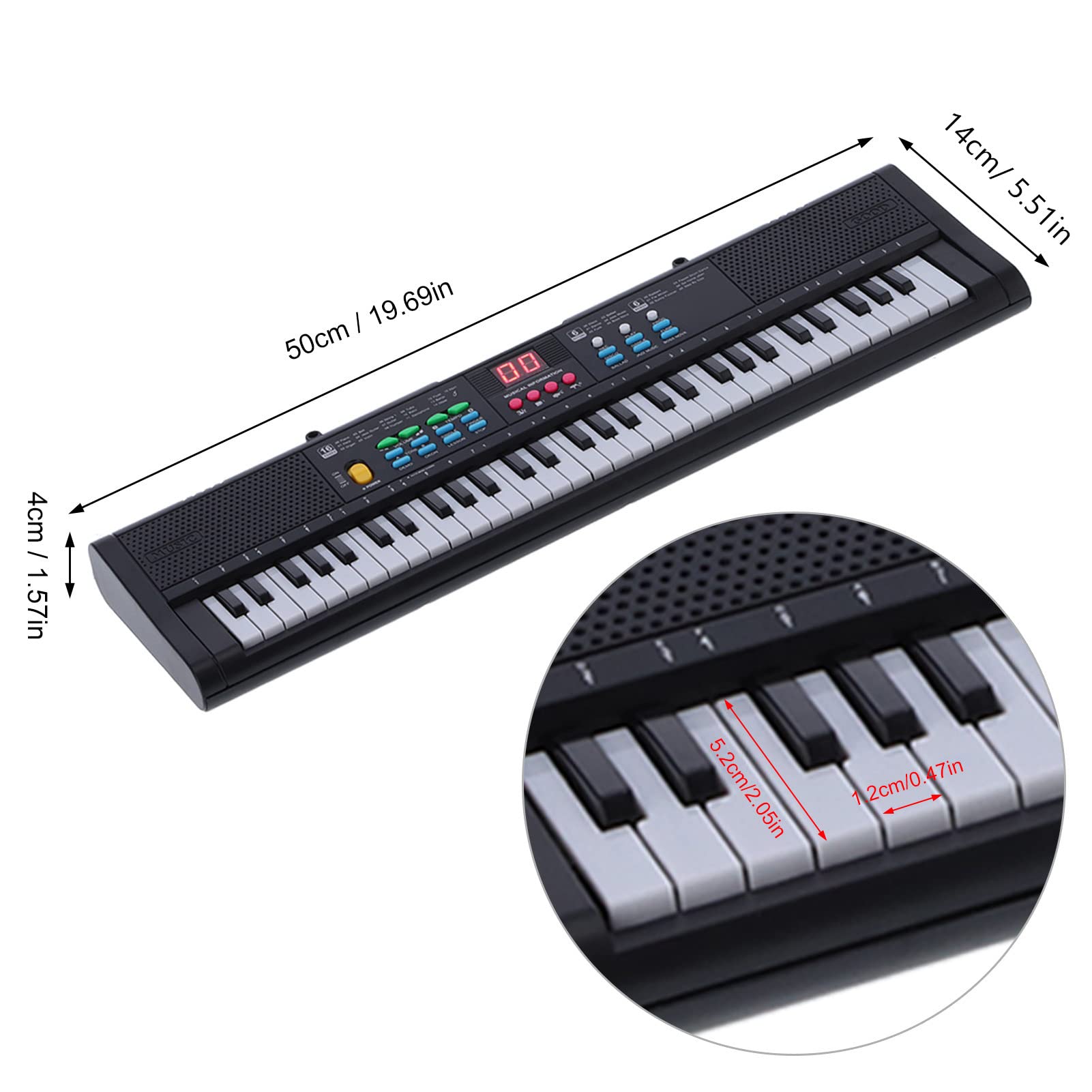 MQ6186 Keyboard Piano Portable 61 Keys Electronic Digital Music Piano Multifunctional with Microphone with Full-Size Keys for Kids Beginners