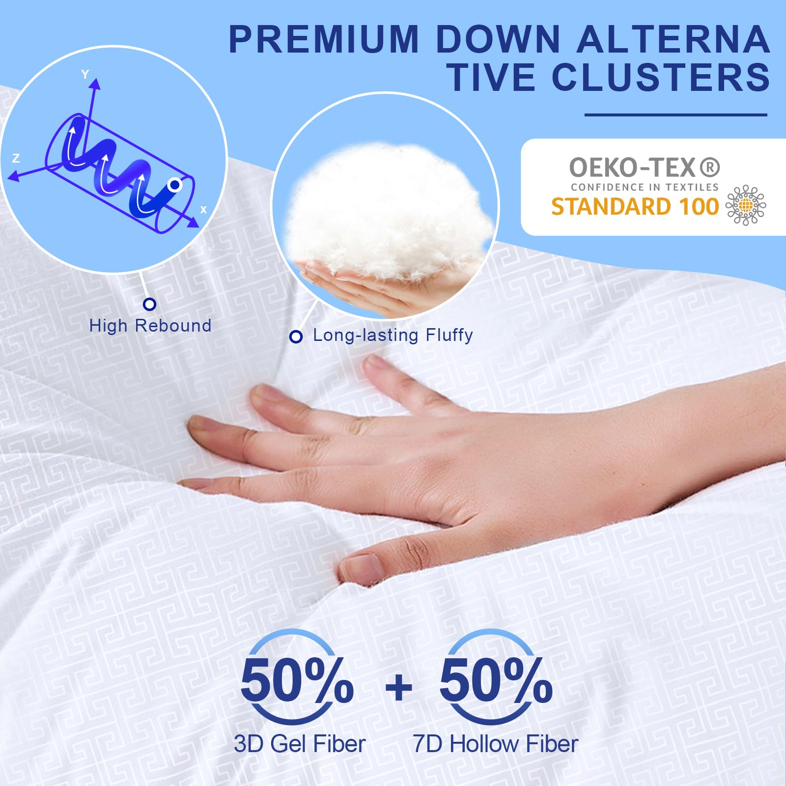 HUXMEYSON Pillows Queen Size Set of 2 for Sleeping - Cooling Down Alternative Bed Pillow for Back, Stomach or Side Sleepers, Hotel Collection Pillows, 20 x 30 Inches