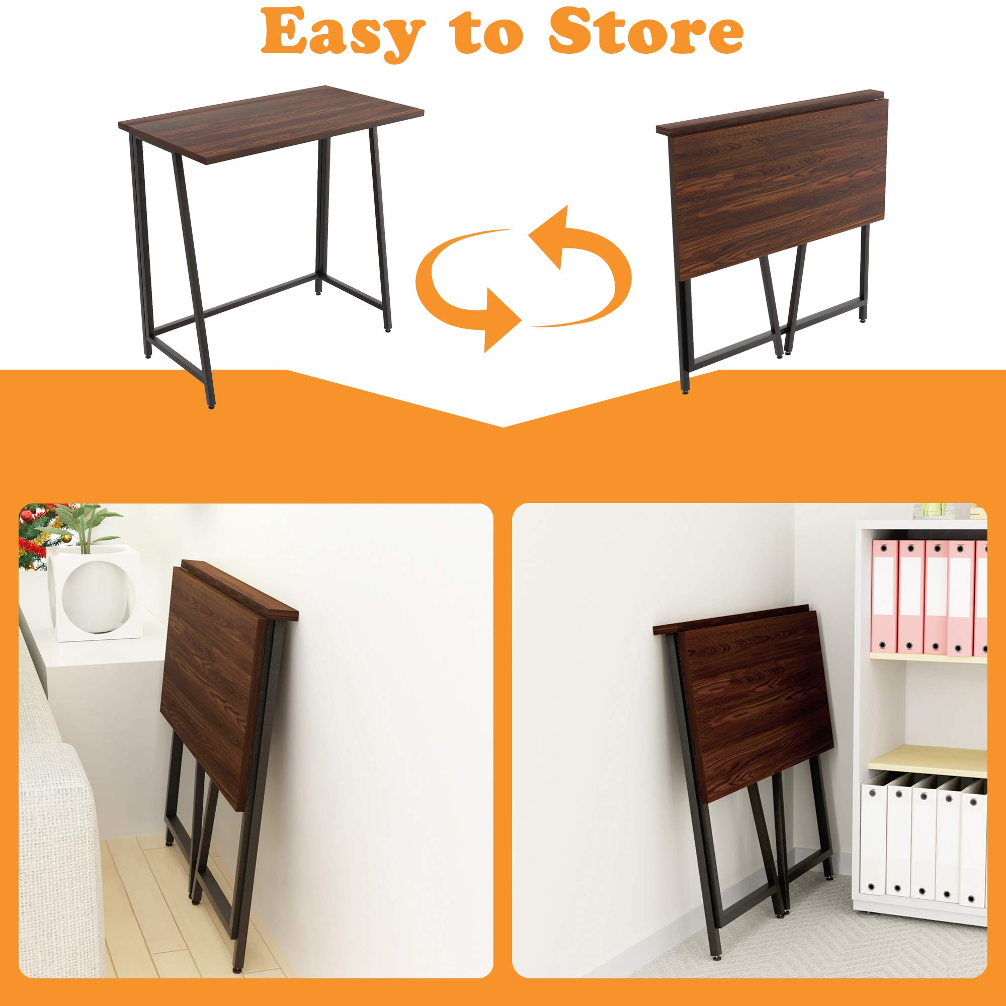JANE EYRE Small Folding Computer Desk - 31.5 inch Foldable Study Writing Table Home Office Desk for Small Space & Corner