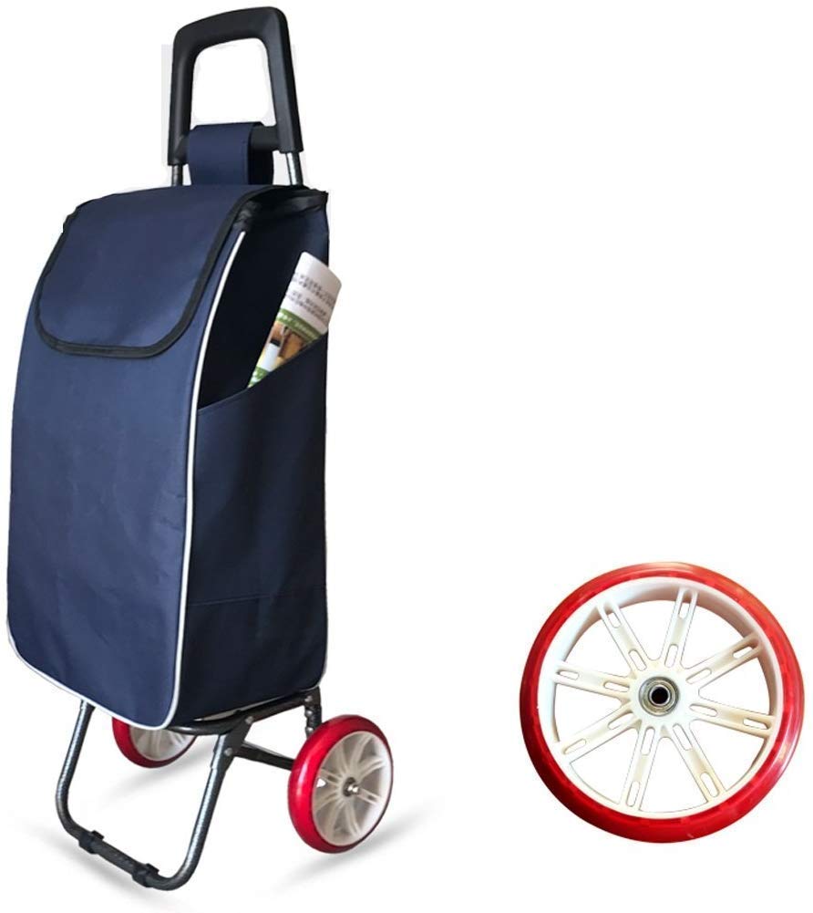Shopping Trolley on Wheels Multi Function Shopping Cart Folding Trolley Large Capacity Light Weight Wheeled Trolley Push Cart Bag with 2 Wheels Storage Hand Trucks,Black ,