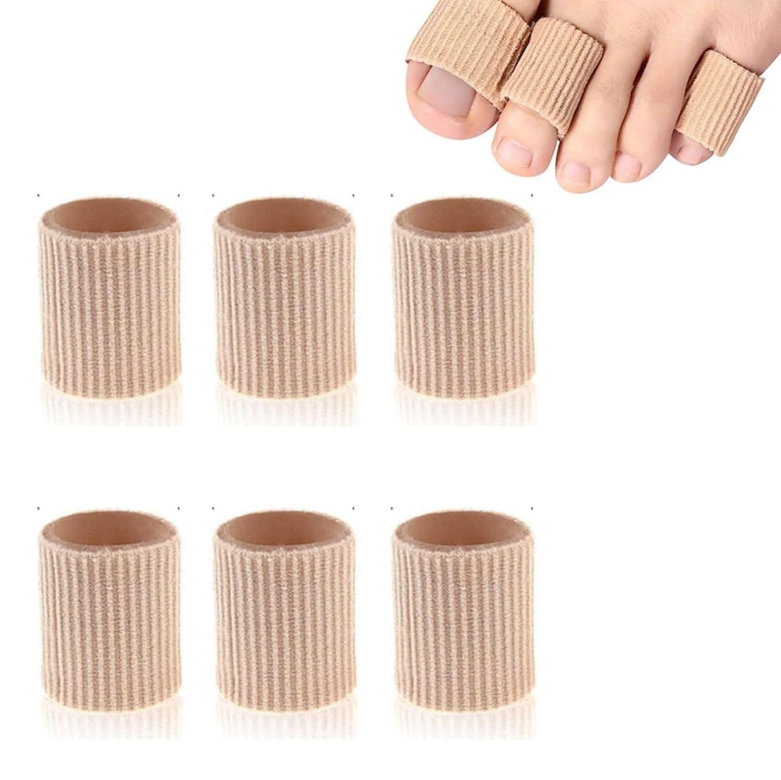 SOMIMOSA Toe Cushion Tubes Set of 6, Soft Gel Protectors for Corns, Blisters, Calluses - Toe Sleeves for Pain Relief-L.