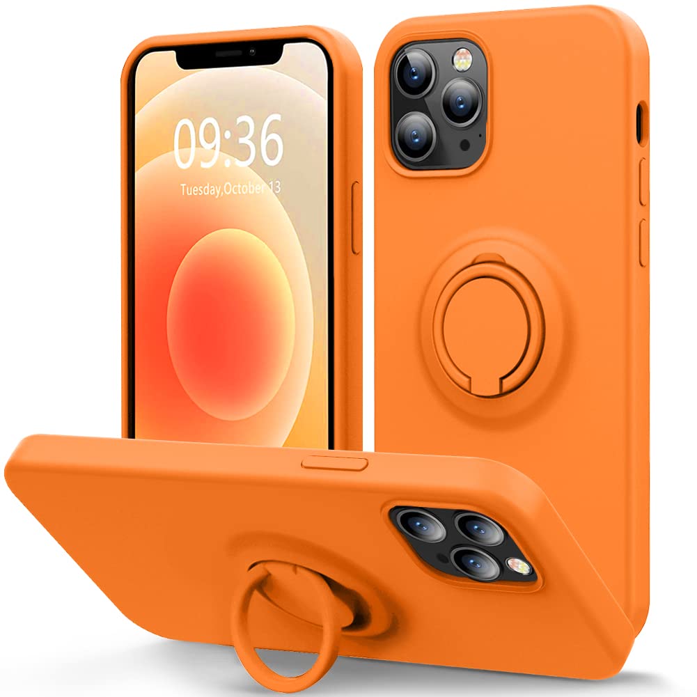 MOCCA Compatible with iPhone 12 Case, iPhone 12 Pro Case 6.1inch with Ring Kickstand |Super Soft Microfiber Lining|Anti-Scratch Full-Body Shockproof Protective Case for iPhone 12/12 Pro - Stone