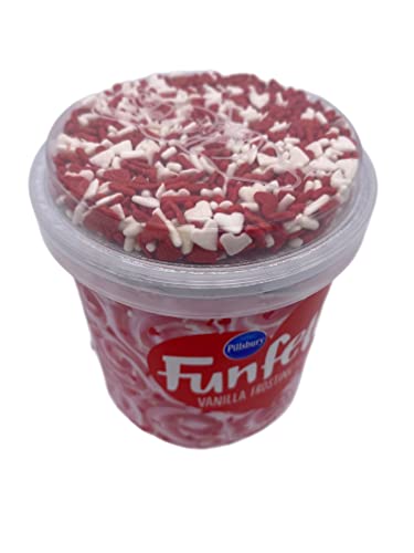 The ULTIMATE Valentine's Day Baking Bundle Set Featuring Pillsbury Funfetti Vanilla Cake Mix, Pillsbury Funfetti Vanilla Frosting with Sprinkles, Pillsbury Funfetti Brownie Mix, Kiss Lips and Happy Valentine's Day Cupcake Liners and Heart Shaped Measuring