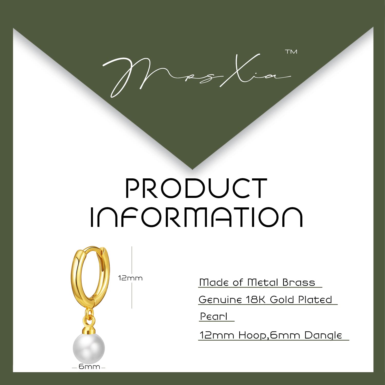 MRSXIA Huggie Earrings for Women Gold Hoop Pearl Bead Ball Dangle Drop 18K Gold Filled Small Simple Delicate Hypoallergenic Ear Jewelry