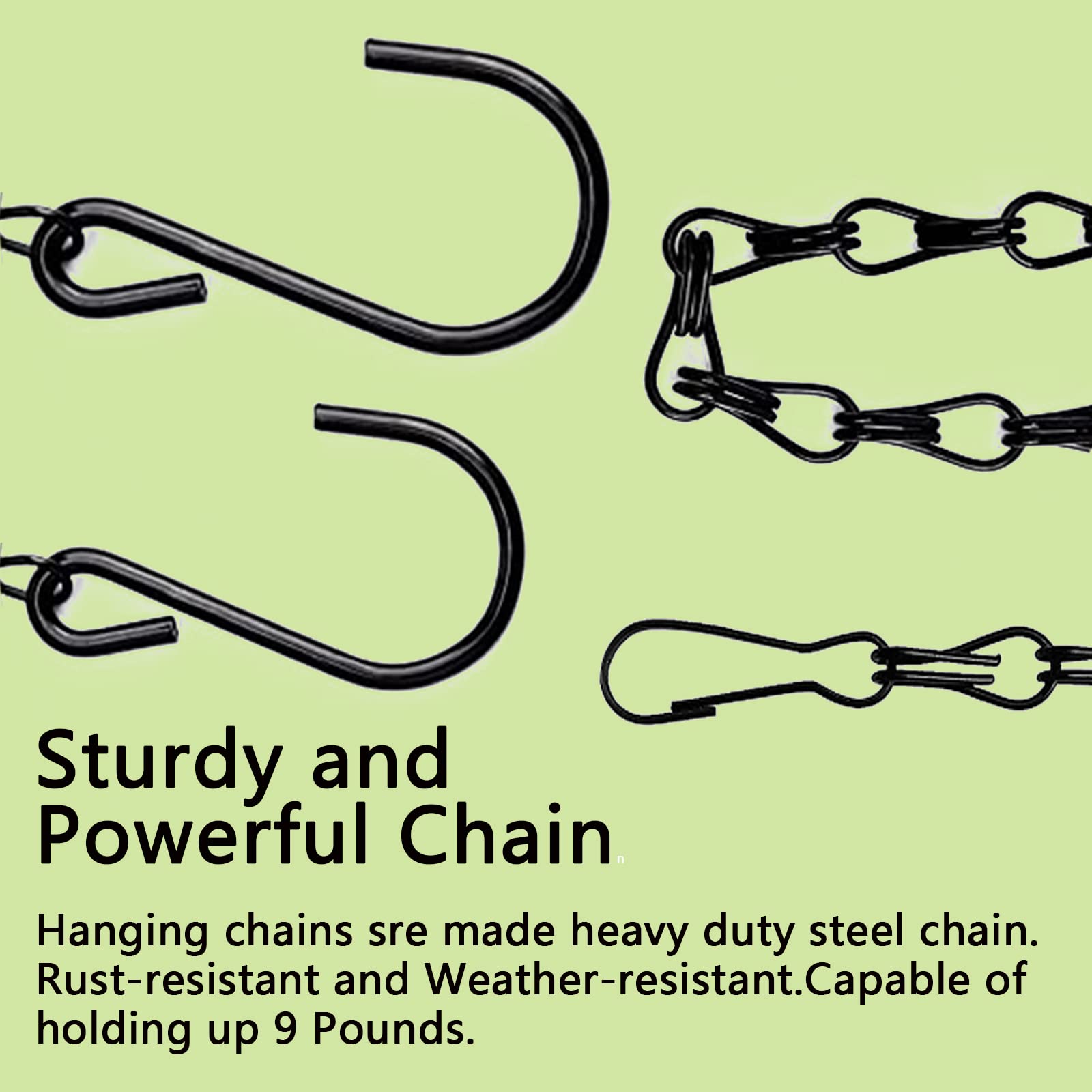 RIFNY Hanging Chains with Hooks, 10 Pieces 19 Inch Black Chain for Hanging Bird Feeders Planters Baskets Billboards Lanterns Wind Chimes Ornaments Outdoor/Indoor Use(19inch 10pcs