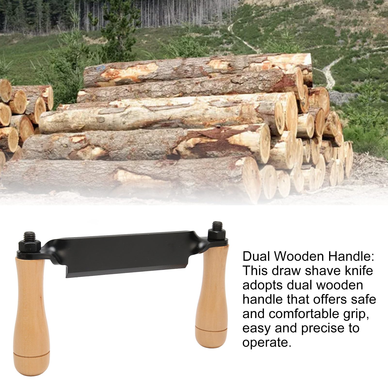 Straight Draw Knife Steel Blade Wooden Handle High Hardness Polished Draw Shave Tool for Woodworking Projects