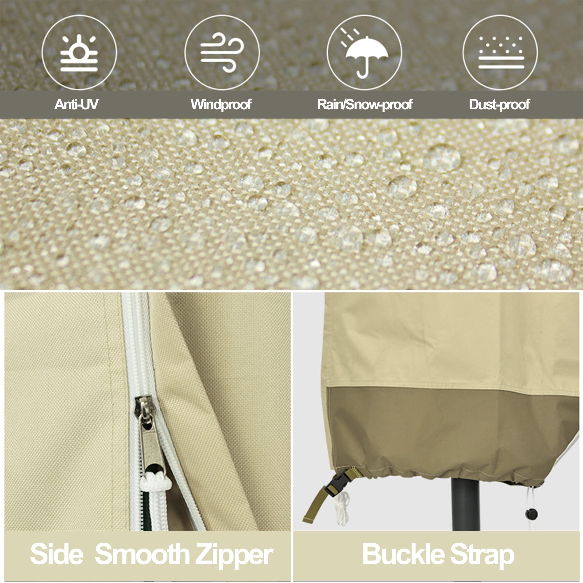 Outdoor Patio Banana Umbrella 600D Waterproof Cover for 9-13 FT Offset Cantilever Banana Umbrella (Beige)