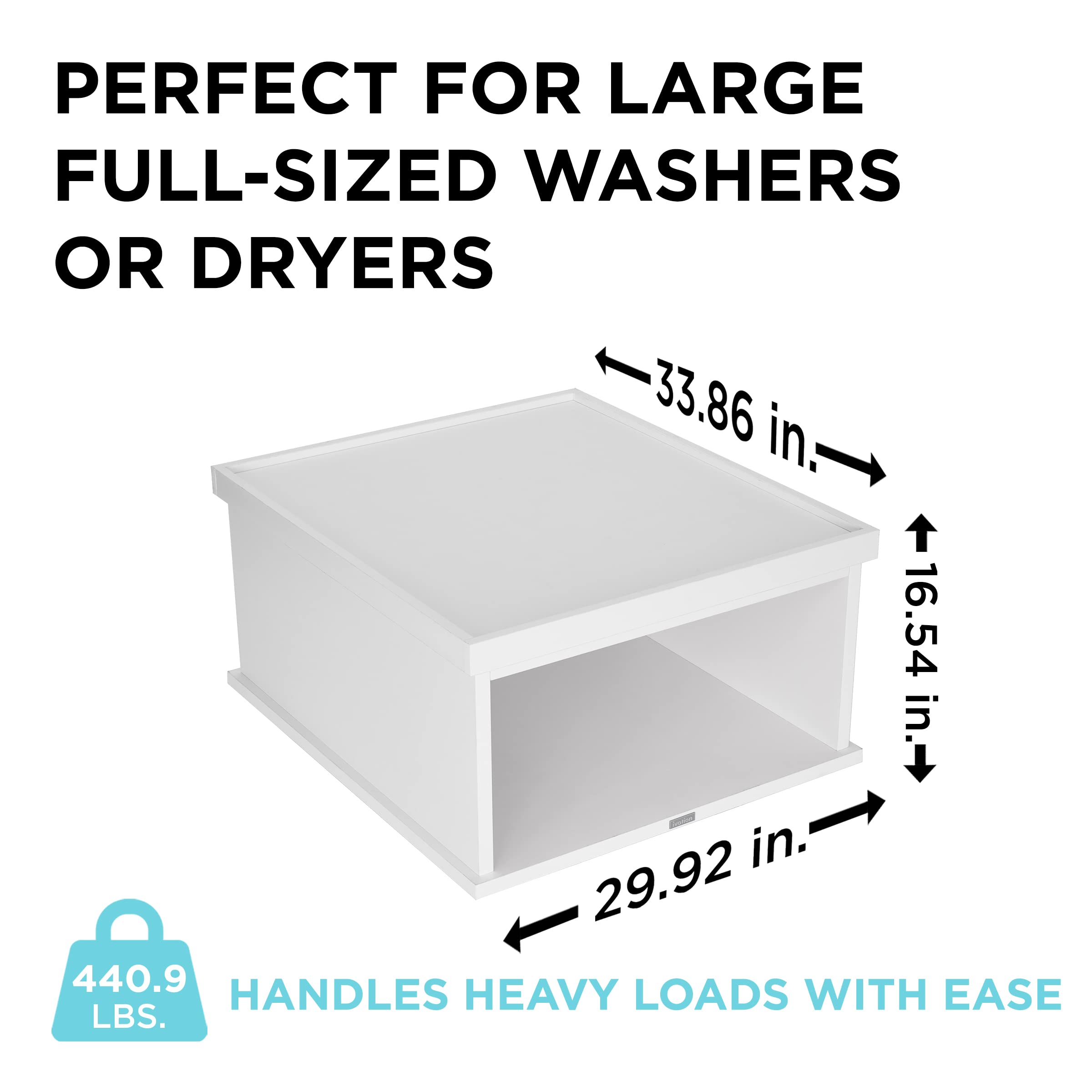 Ivation | Wooden Laundry Pedestal for Washer & Dryer, Made to Fit All Machines - Whirlpool, LG, GE, Samsung, and More, Made of Durable Solid Wood Material, 33.86β x 29.92β, 2 Pack