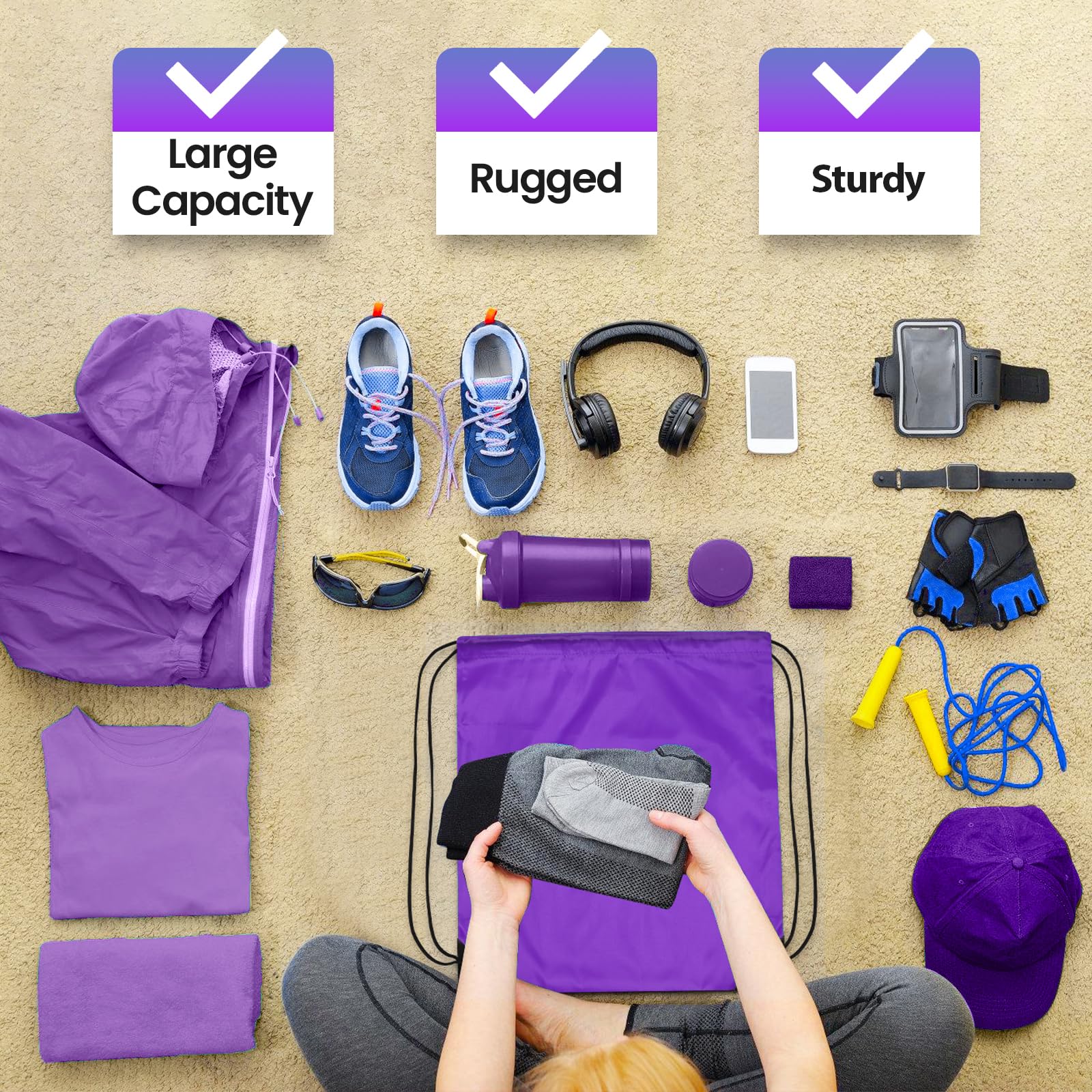 HYTHOZO 55pcs Drawstring Bags,Drawstring Backpacks Bulk Bag,Sport Gym Cinch Bag, Draw String Bag Includes Red,Black,White,Purple,Navy Blue Color