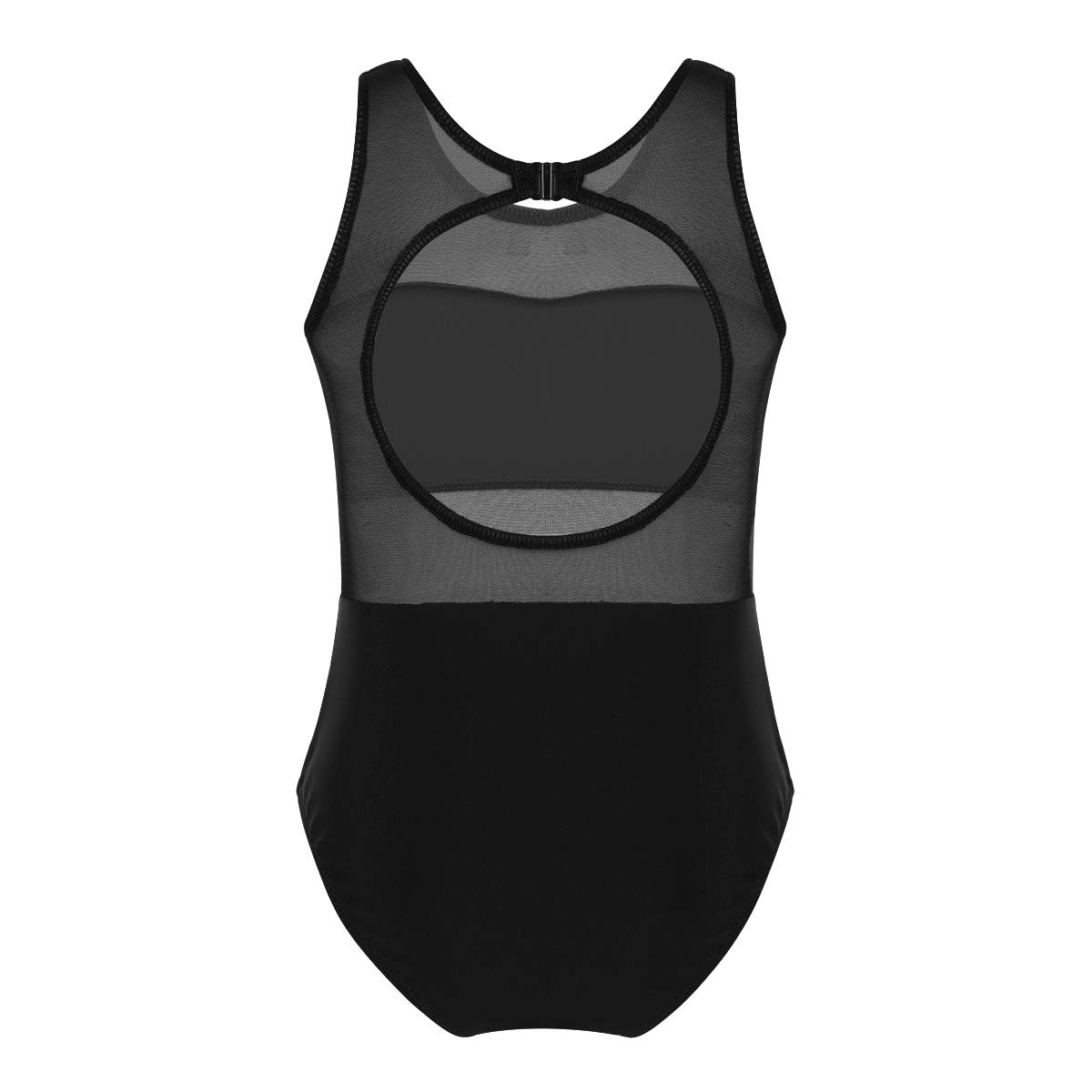 iiniim Girls Strappy/Mesh Back Team Basic Gymnastics Ballet Dance Camisole Leotard Athletic Sports Tank Tops Cutout Black 8-10