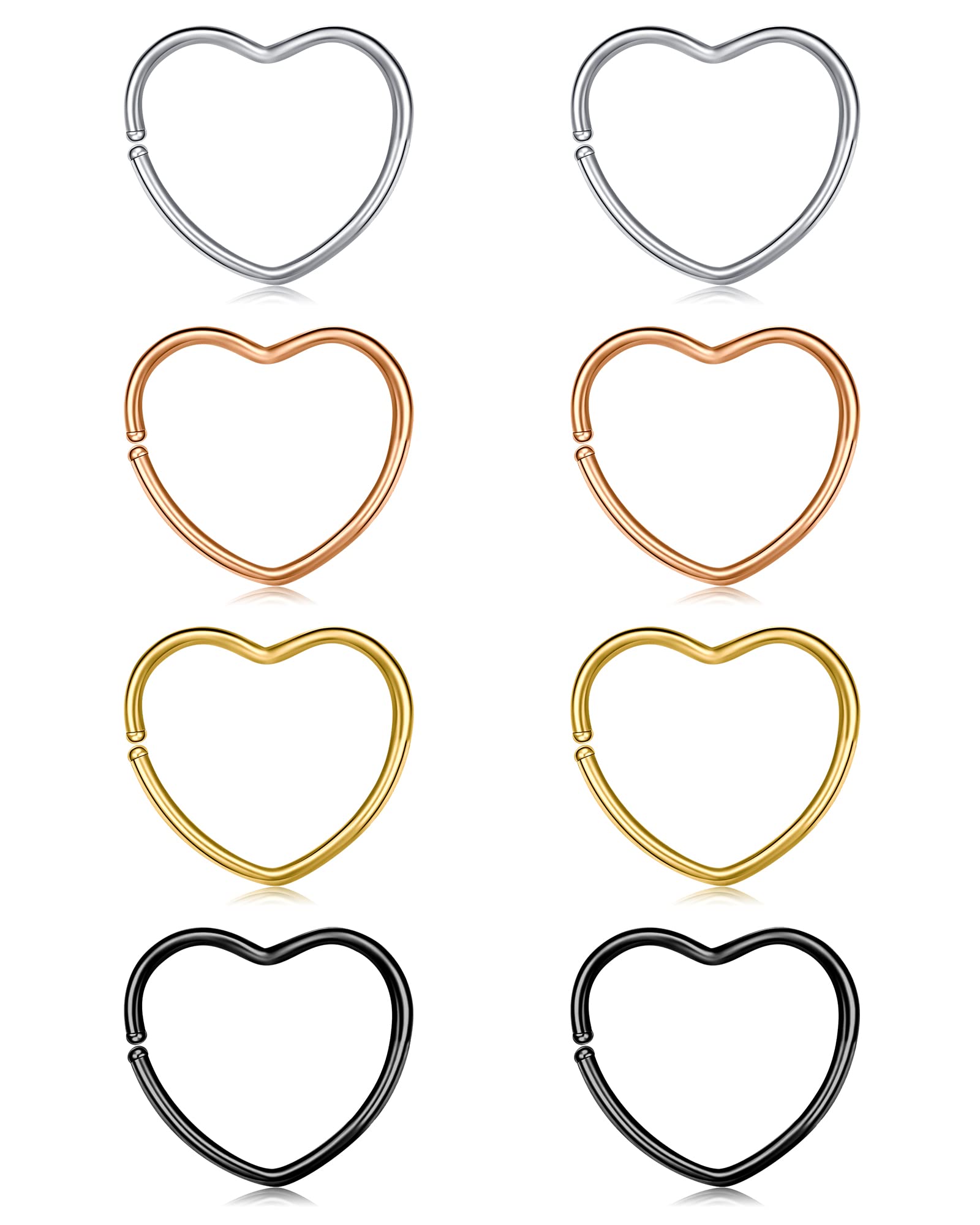 MODRSA Double Nose Ring for Single Piercing Double Nose Ring Hoop Double Loop Nose Ring