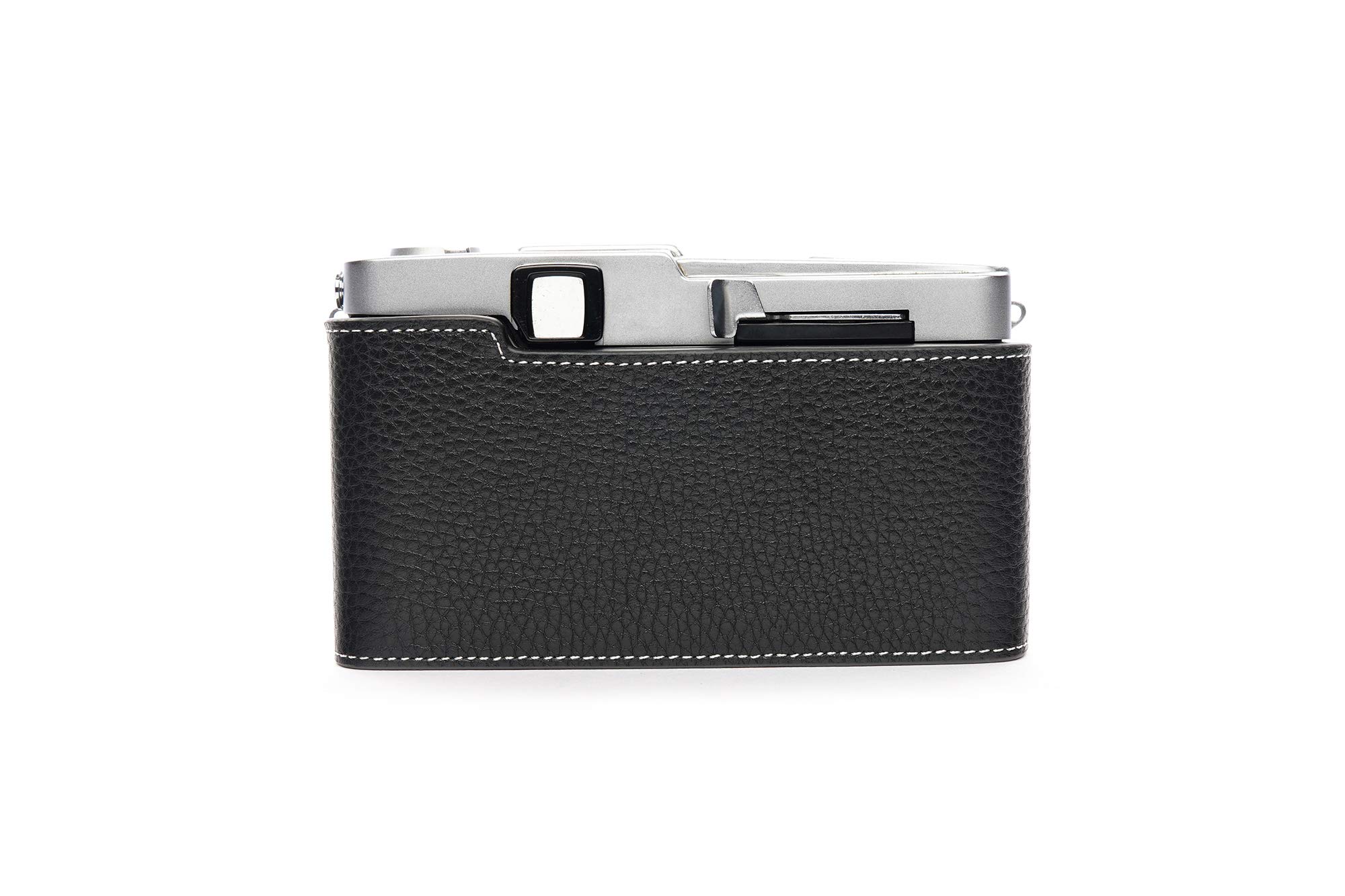 Handmade Genuine Real Leather Half Camera Case Bag Cover for Olympus Pen FT Film Camera Black Color