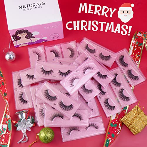 MAGEFY 24 Pairs Faux Mink Eyelashes, 4 Style Natural Fluffy False Eyelashes,Dramatic Reusable Fake Lashes Pack For Women