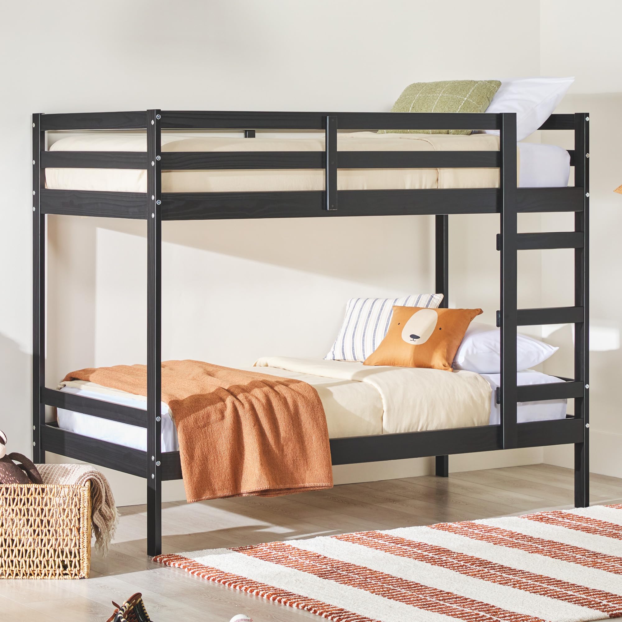 Walker Edison Modern Twin-Size Children's Bed Frame Bedroom, Twin-Size, Black