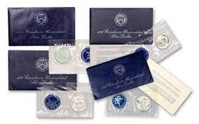 Set of 4 Blue Ike Silver Dollars 1971-1974