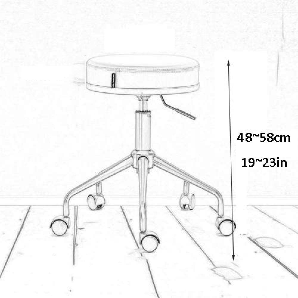 Swivel Bar Stool Studio Stool on Wheel,Roller Stool with Denim Pattern PU Synthetic Leather Seat,Adjustable Height 48-58 cm,Supported weight 160 Kg,Mechanic Stoolfor Beauty Salon Kitchen Spa,Adjustabl