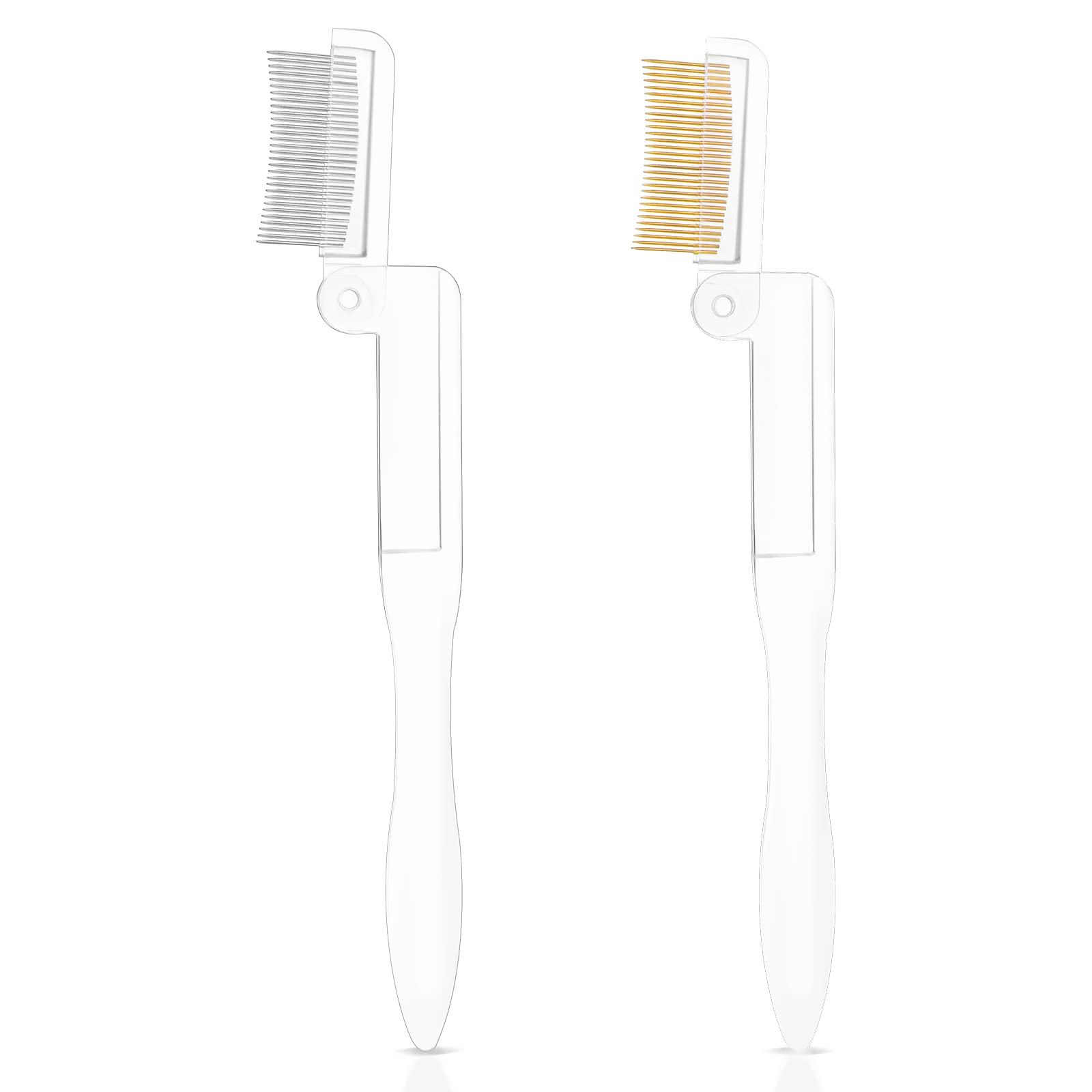 Sibba Folding Eyelash Comb 2 PCS Metal Teeth Eyelashes Separator Curler Steel Eyebrow Mascara Brush Lash Comb Cosmetic Brushes Makeup Grooming Tools